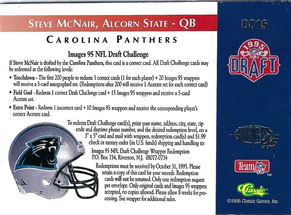 1995 Classic Images 95 NFL Draft Challenge Steve McNair | eBay