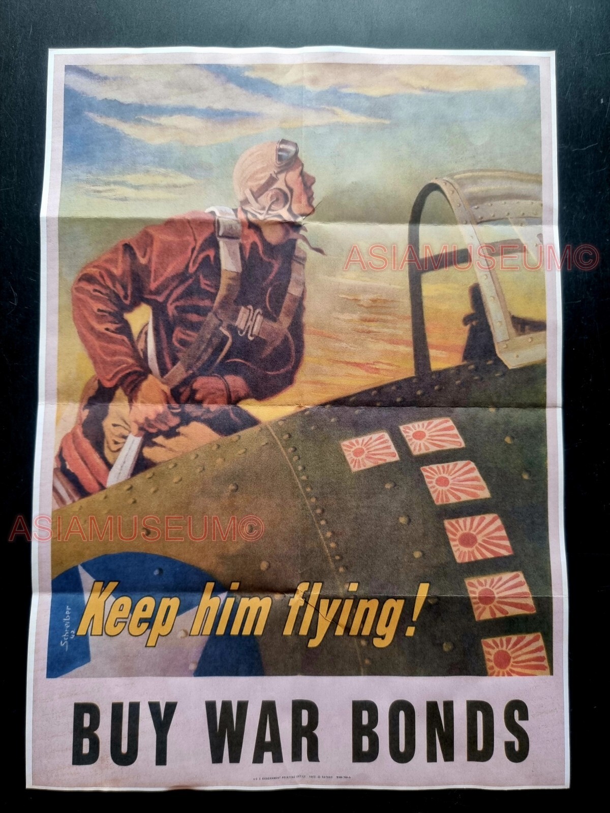 1943 WW2 USA AMERICA AIRPLANE BUY WAR BONDS JAPAN PLANE PROPAGANDA ...