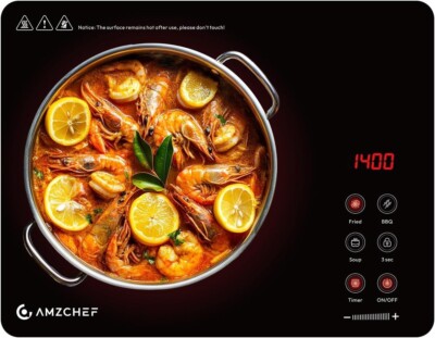 1400W Single Burner Electric Cooktop, 3-reset Mode(BBQ/Soup/Fried ...