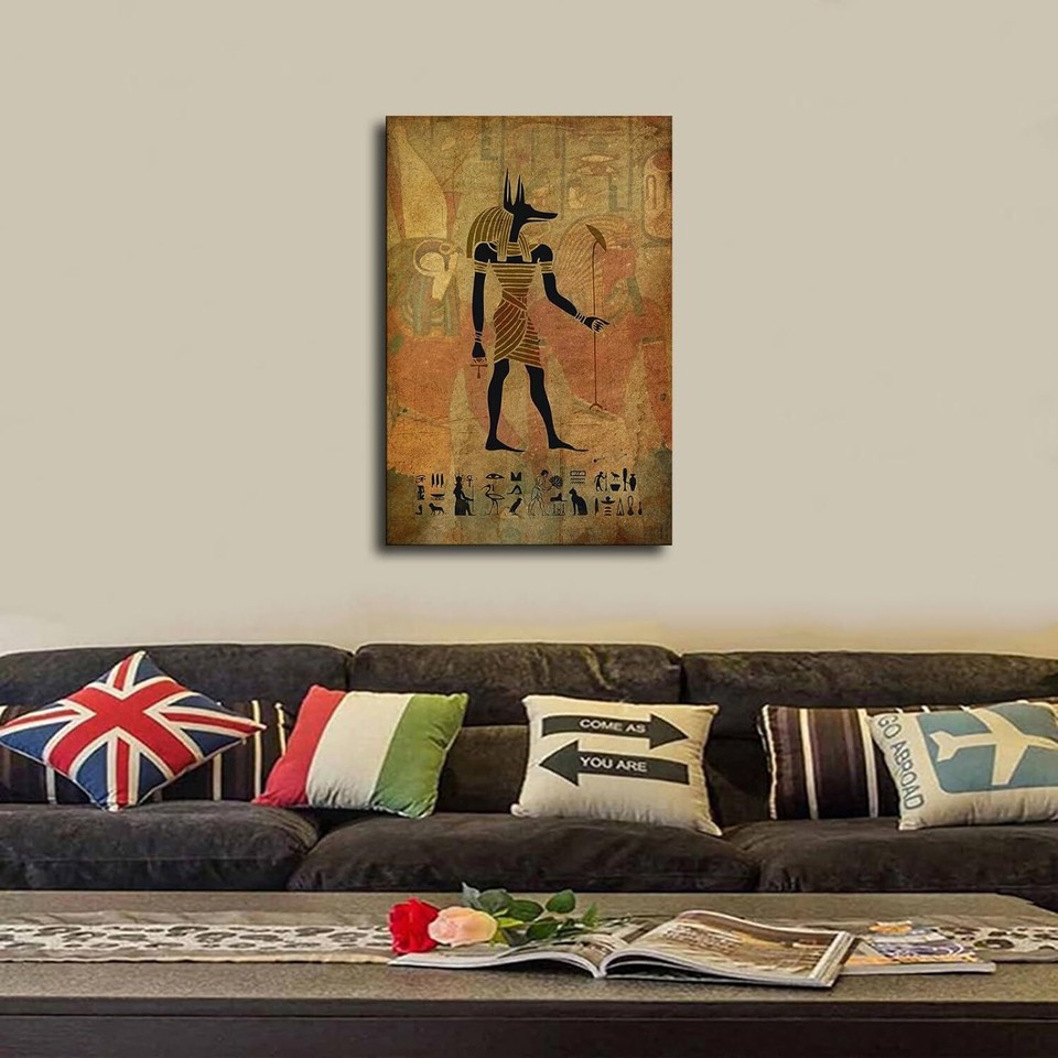 Ancient Egypt Hieroglyphs Grim Reaper Anubis Poster Canvas Painting ...