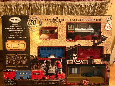 EZTEC Train Set Christmas Holidays DENVER & Rio Grande O Gauge Battery ...