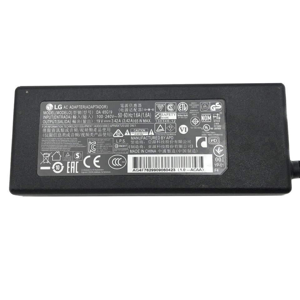 Original LG AC Adapter 19V 43MU79 34UM64 34UM69G-B Monitor Power Supply ...
