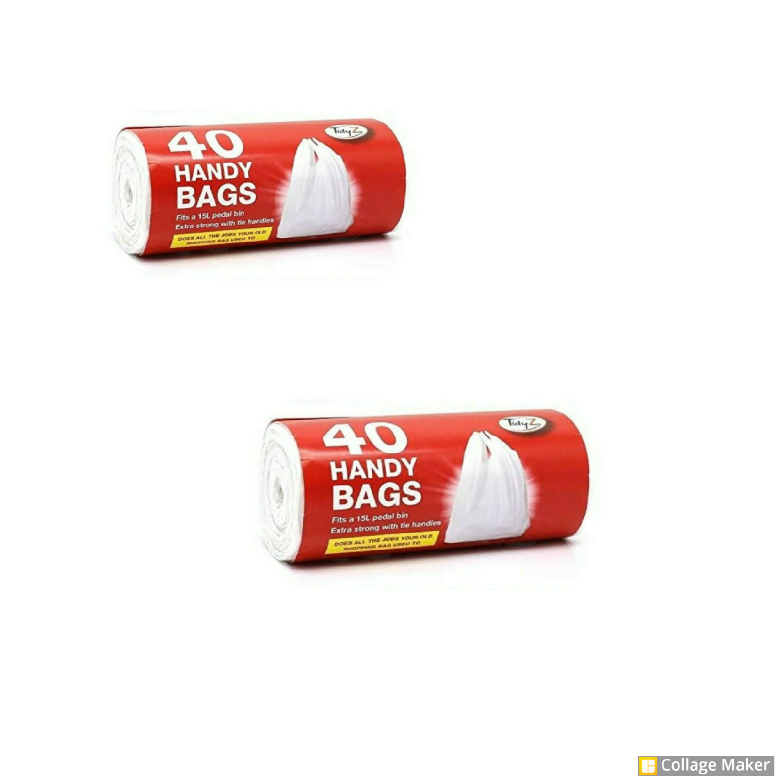 Tidyz Handy Bags Shopping Pedal Bin Liner Tie Handle White Vest Sacks ...