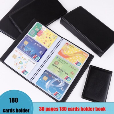 Leather Business Cards Holder Case Organizer 180 Name ID Credit Card ...