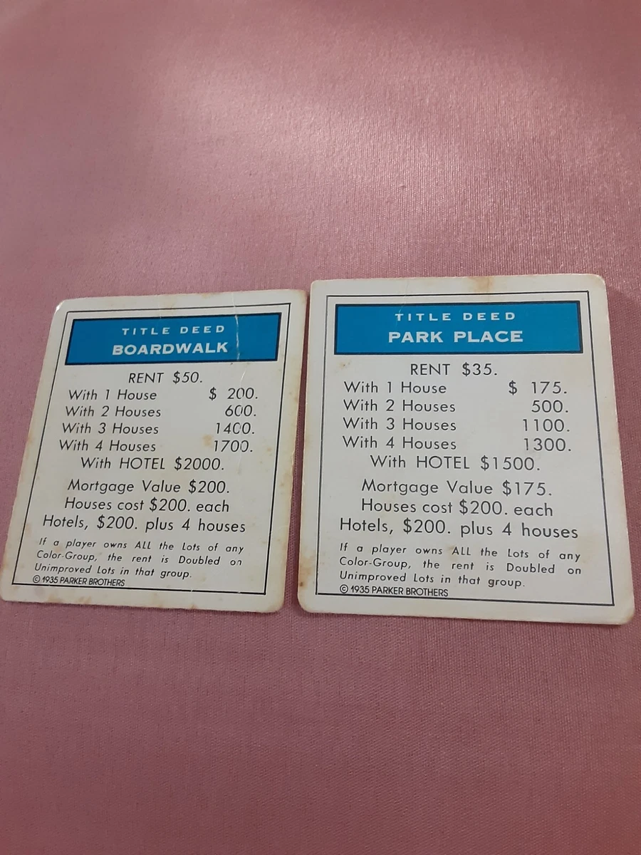 Monopoly Property Cards Boardwalk
