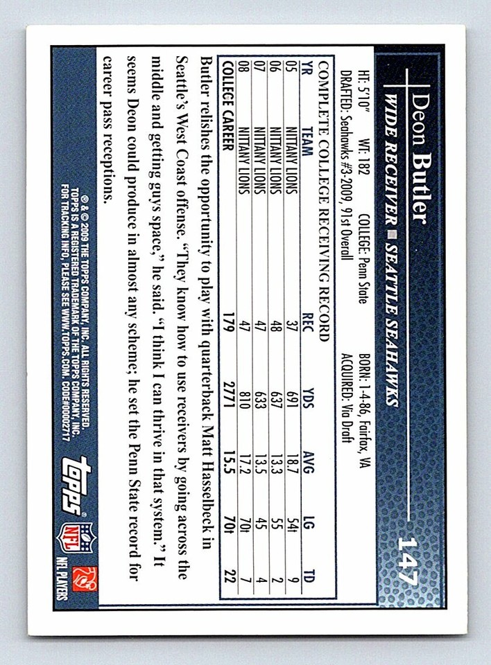 2009 Topps Kickoff #147 Deon Butler RC | eBay