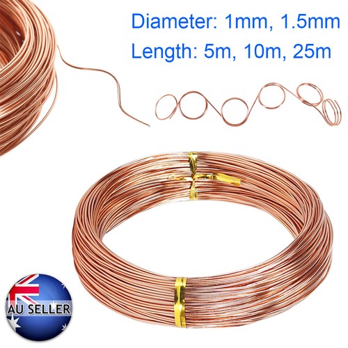 Pure Copper Wire Bare Uncoated Cable 1.5mm=14G 1mm=19G Jewellery Craft ...