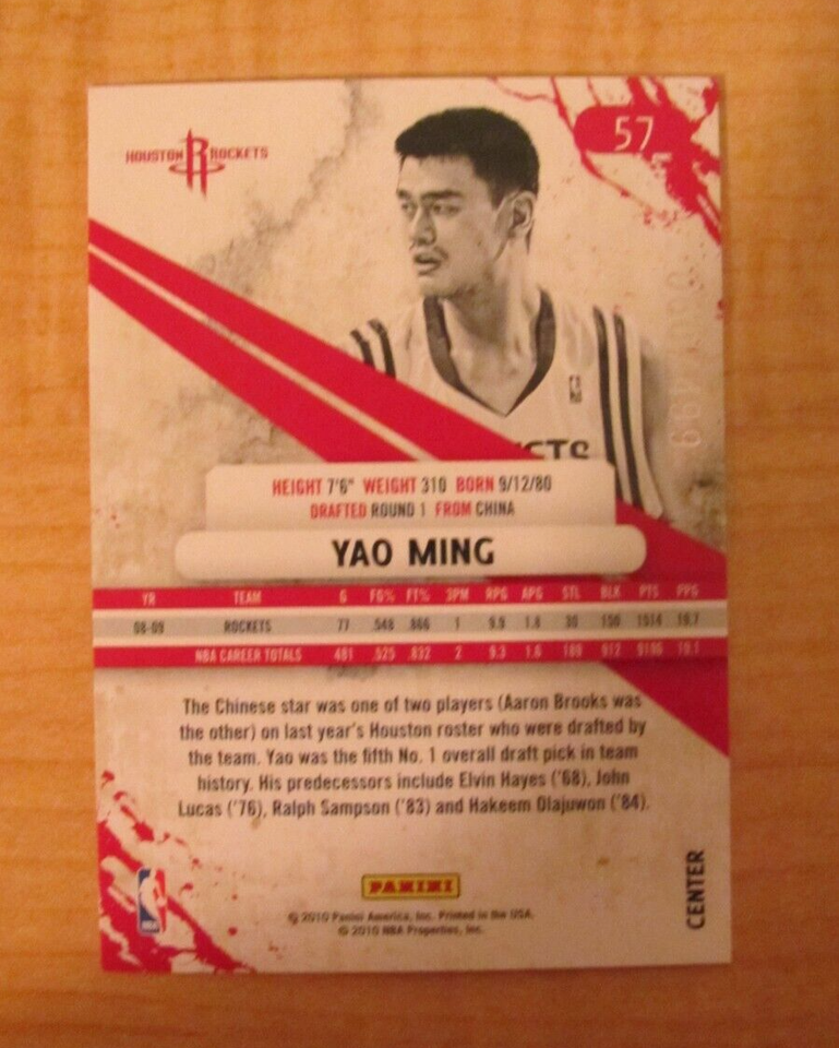 2010-11 Panini Rookies and Stars Gold 060/499 Yao Ming #57 Houston ...