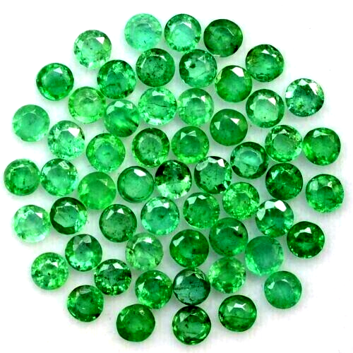 Untreated 7mm 8 Pcs Natural Colombian Green Emerald Round Loose ...