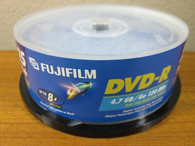 NEW FUJIFILM 25 PACK DVD+R DISCS 120MIN 4.7GB | eBay