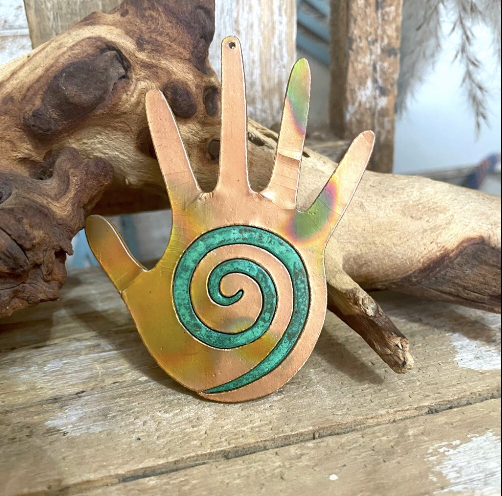 COPPERCUTTS Hand w/ Spiral Ornament Or Lapel Pin SouthWest Copper | eBay