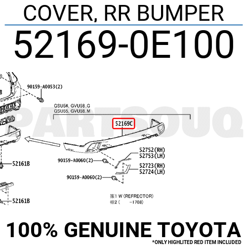 521690E100 Genuine Toyota COVER, RR BUMPER 52169-0E100 | eBay Australia