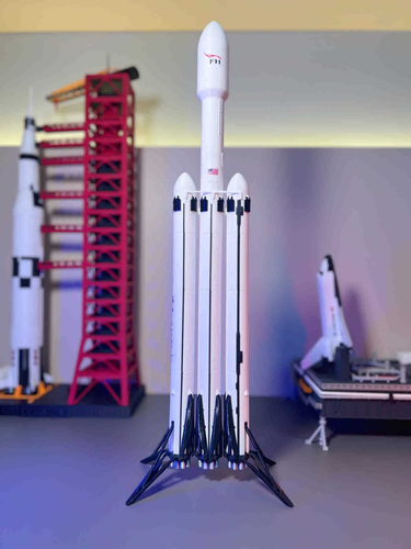 1:144 Spacex FH Falcon Heavy Rocket Model Set Movable tripod Painted ...