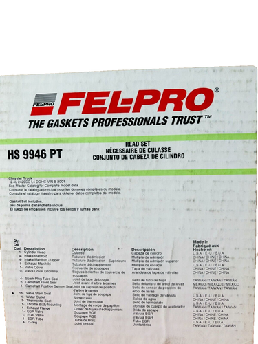 Head Gasket Set Fel-Pro HS9946PT fit 2001 Chrysler PT Cruiser 2.4L-L4 ...