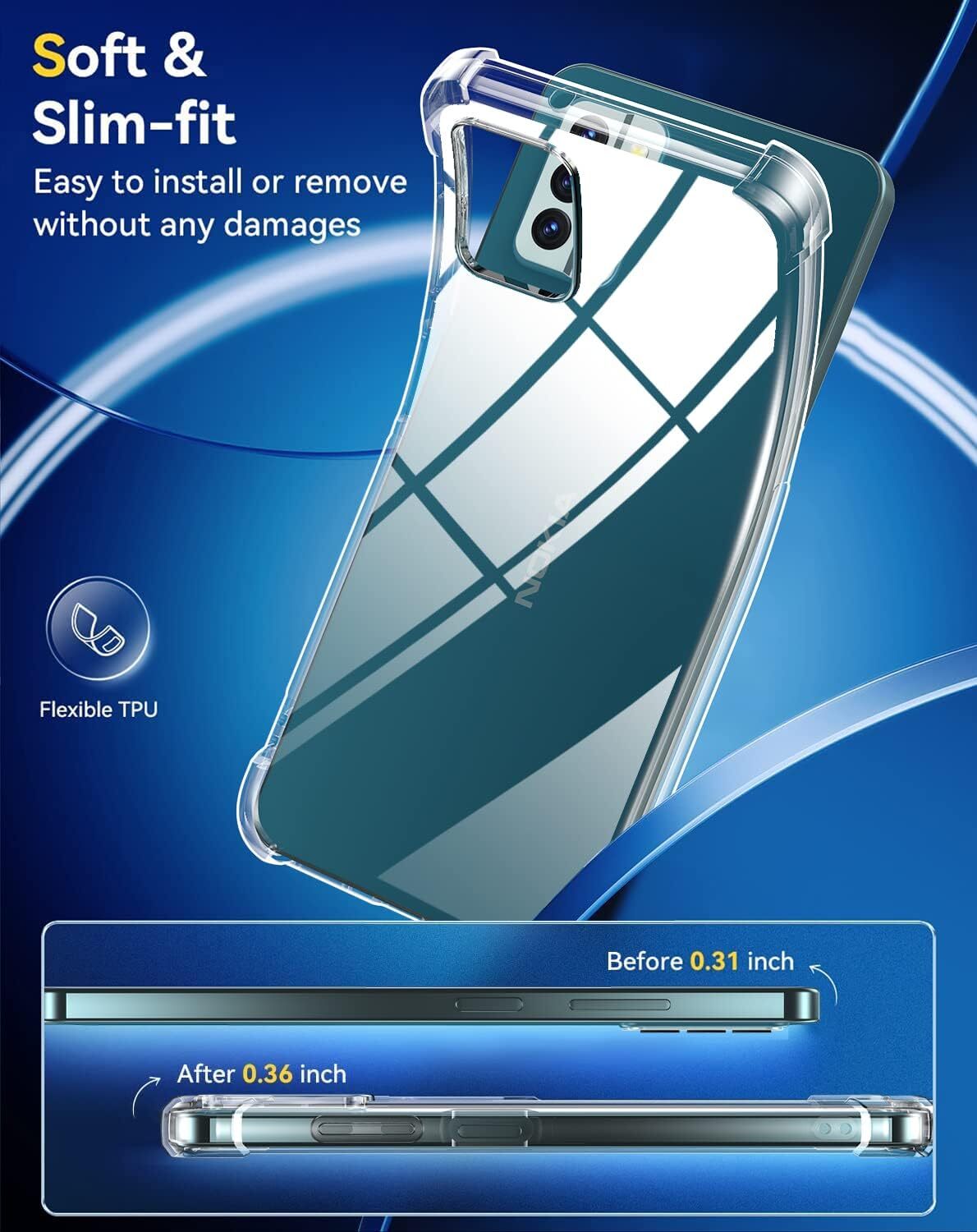 For Nokia X30 C32 G21 G42 G11 G22 C12 Case, Clear Shockproof Gel Phone ...