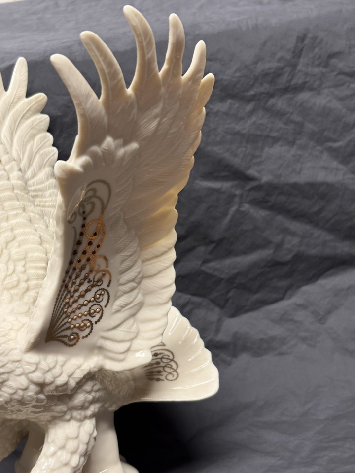 Lenox Ivory Porcelain “Statement Eagle” Figurine 24K Gold Accents ...