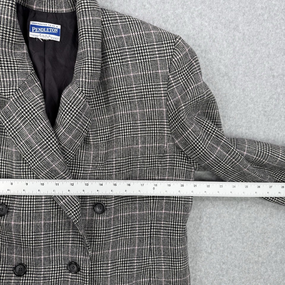 Vintage Pendleton Blazer Womens 16 Gray Houndstooth Wool Double Breasted Coat | eBay