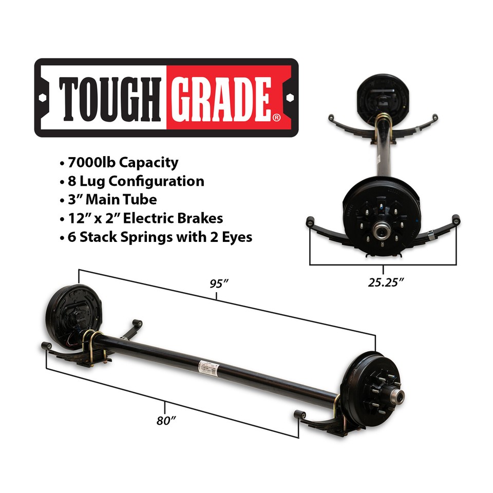 ToughGrade 7000# 95HF 80SC Underslung Idler Axle 8-4.5 | Cargo Trailer ...