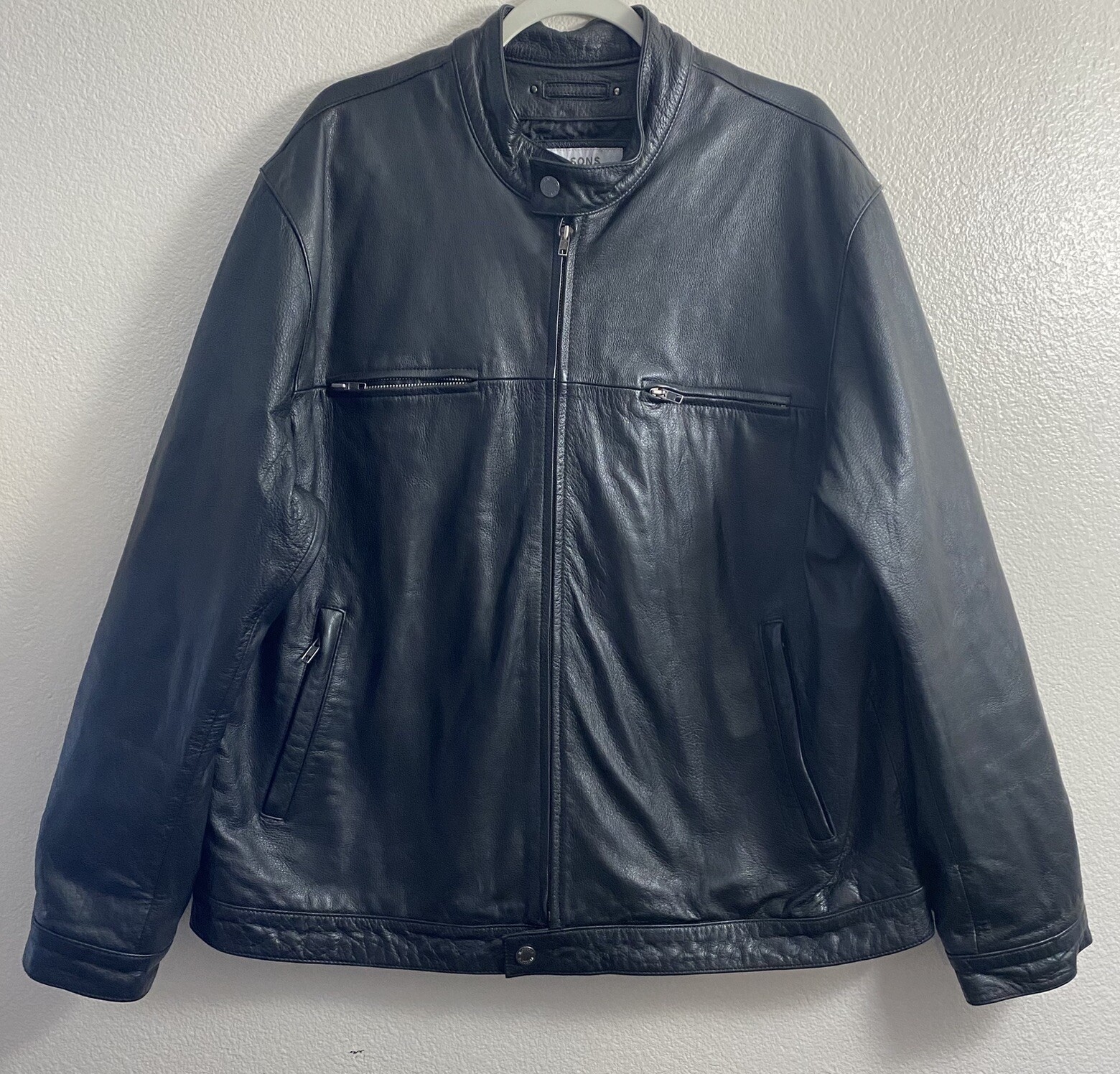 M.Julian Wilsons Leather Jacket XL Black Mens Full Zi… - Gem