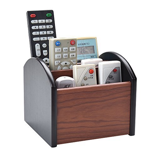 New Revolving Caddy Remote Control Organizer Wooden Storage Holder Box ...