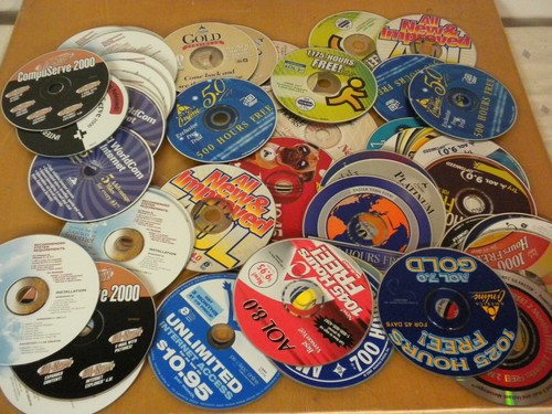 Huge Lot of 58 Vintage AMERICA ONLINE AOL CDs, Earthlink, Compuserve ...