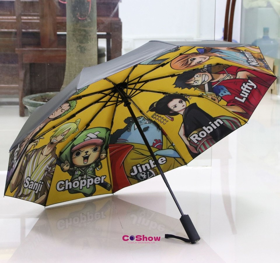 Anime One Piece Luffy Umbrella Retractable Foldable Folded Sun & Rain ...