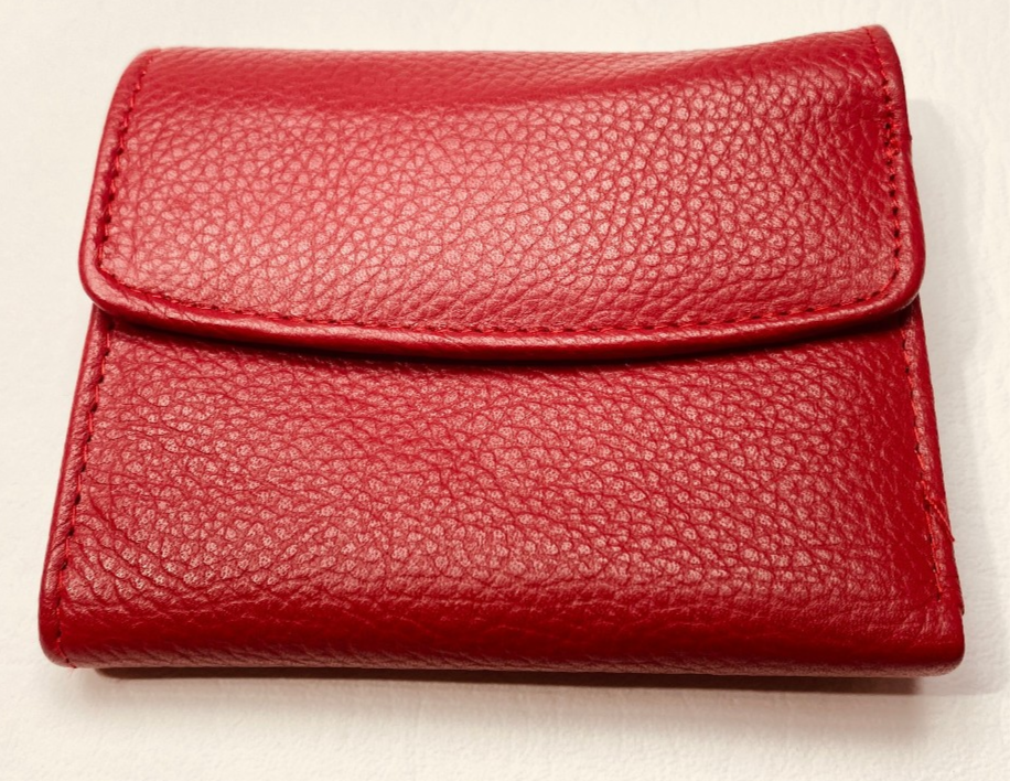 NEW Buxton Red Leather Wallet Billfold Cardholder Zip Coin Pocket | eBay