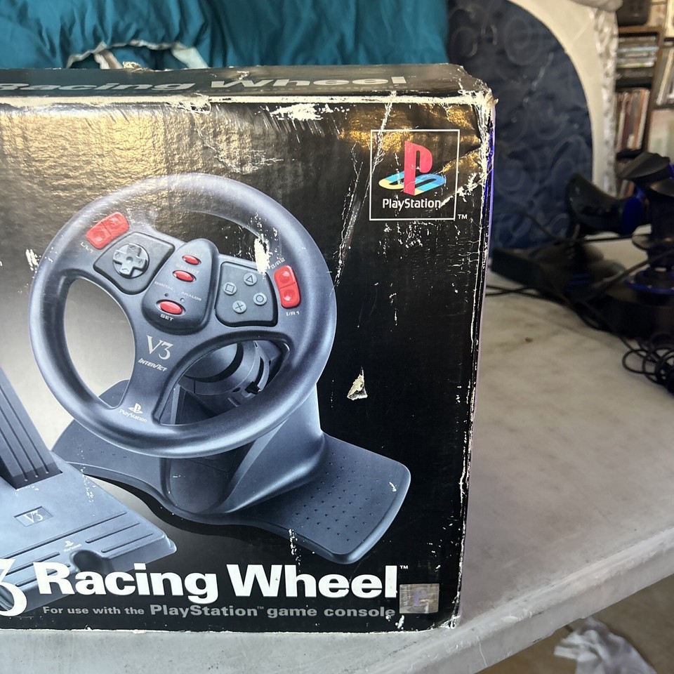 PS1 Steering Wheel - Interact - With Gas & Brake Pedal & Box ...