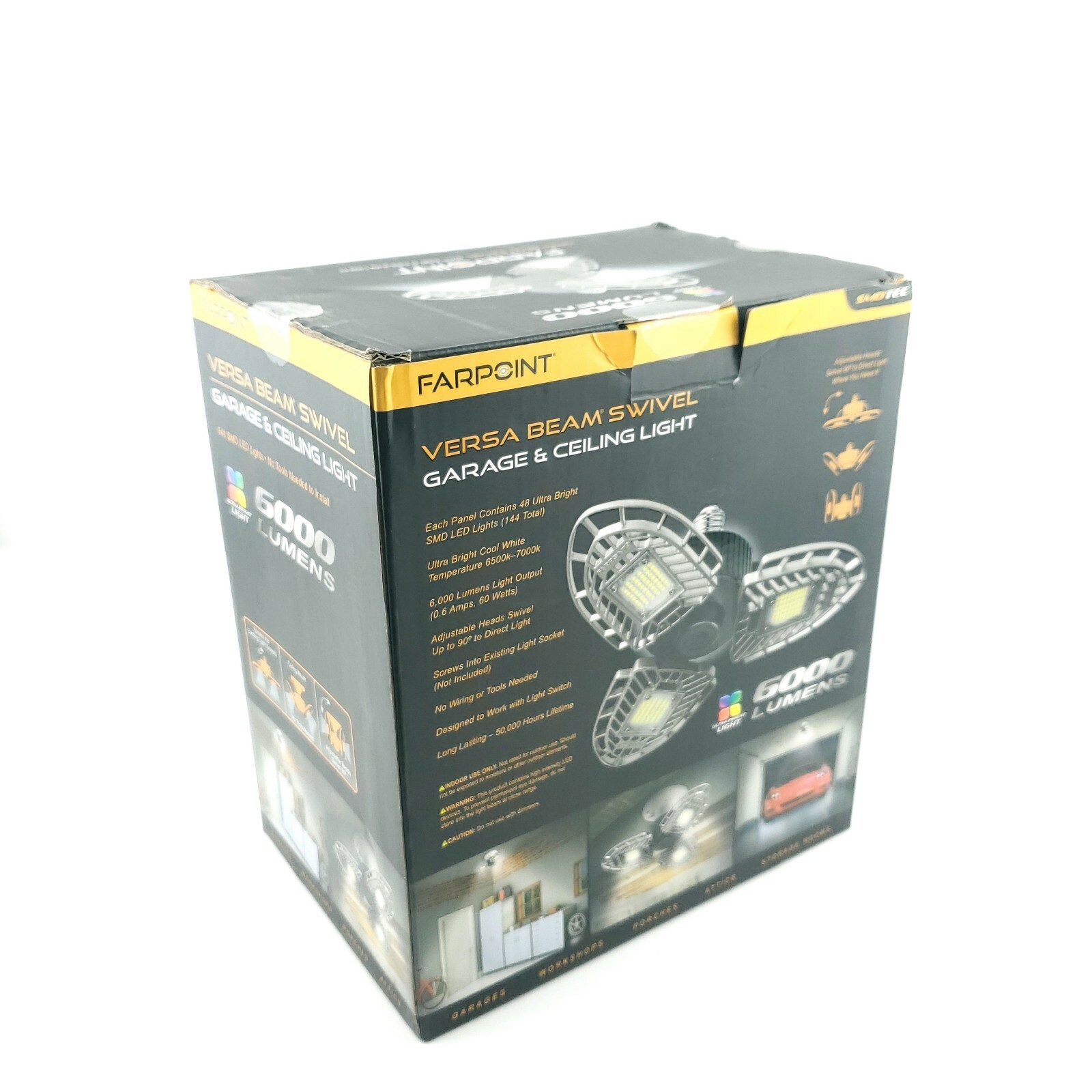 Far point Versa Beam Swivel Garage Ceiling 6000 Lumens Led Lights USA ...