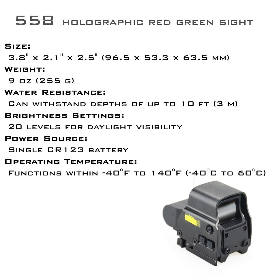 G33 3X Magnifier 558 Holographic Red Green Dot Reflex Sight Scope QD ...