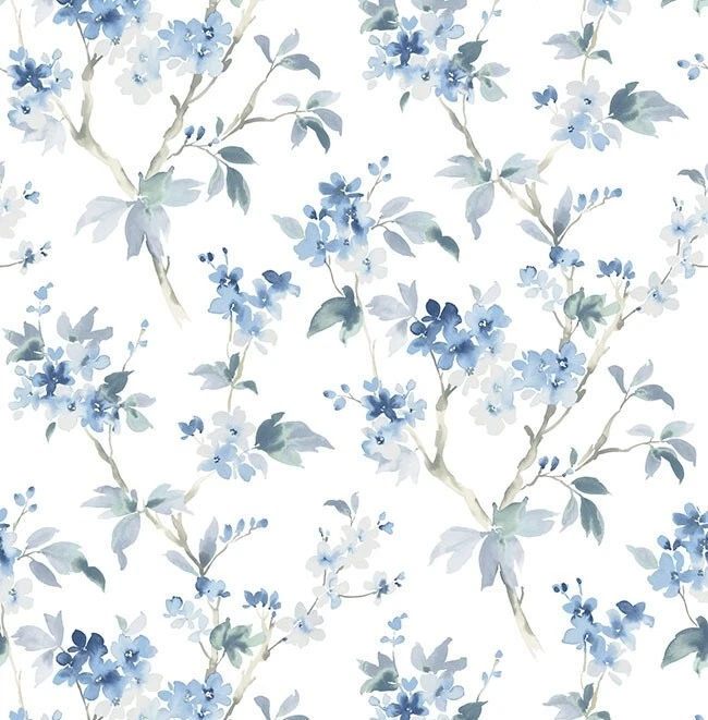 Baby Blue Floral Wallpaper