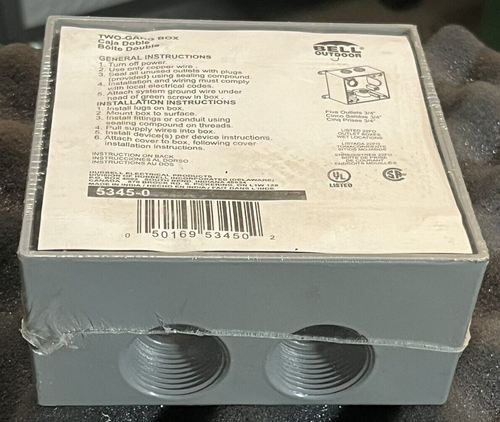 BELL Weatherproof Electrical Box: 2 Gang, 3/4 in Hub Size, 5 Inlets. | eBay