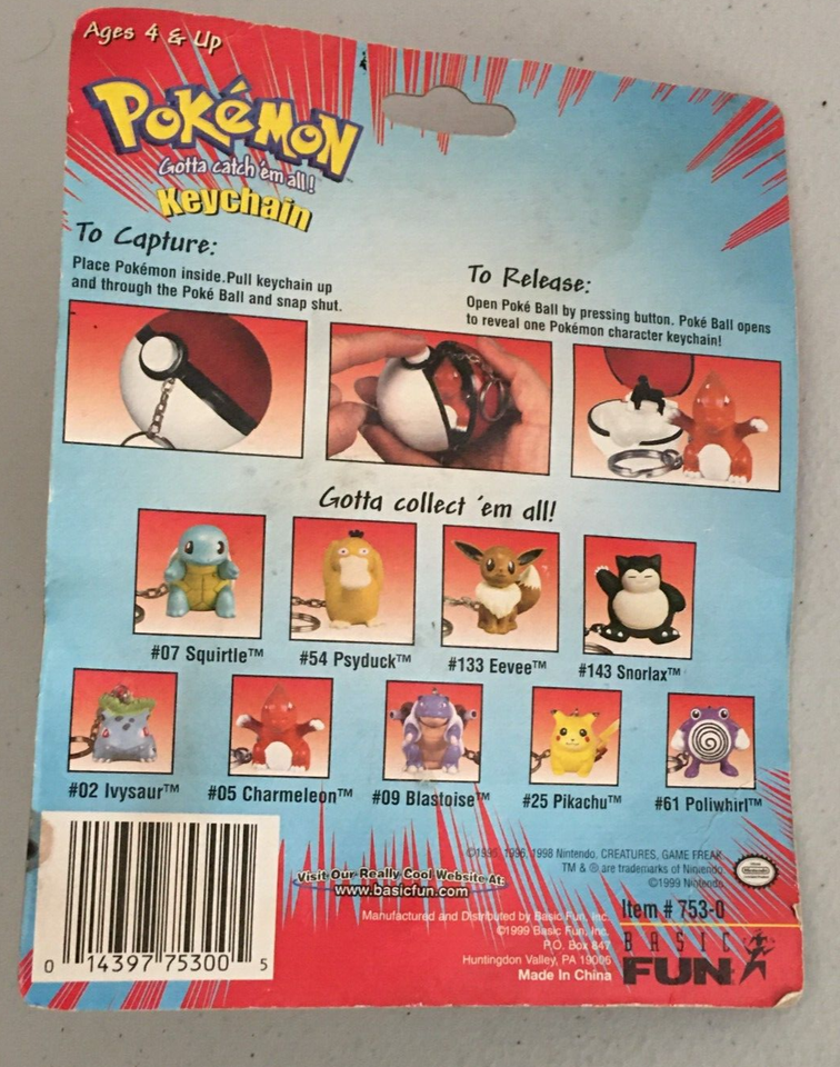 Vintage 1999 Nintendo Pokemon Psyduck Keychain #54 Basic Fun Factory ...