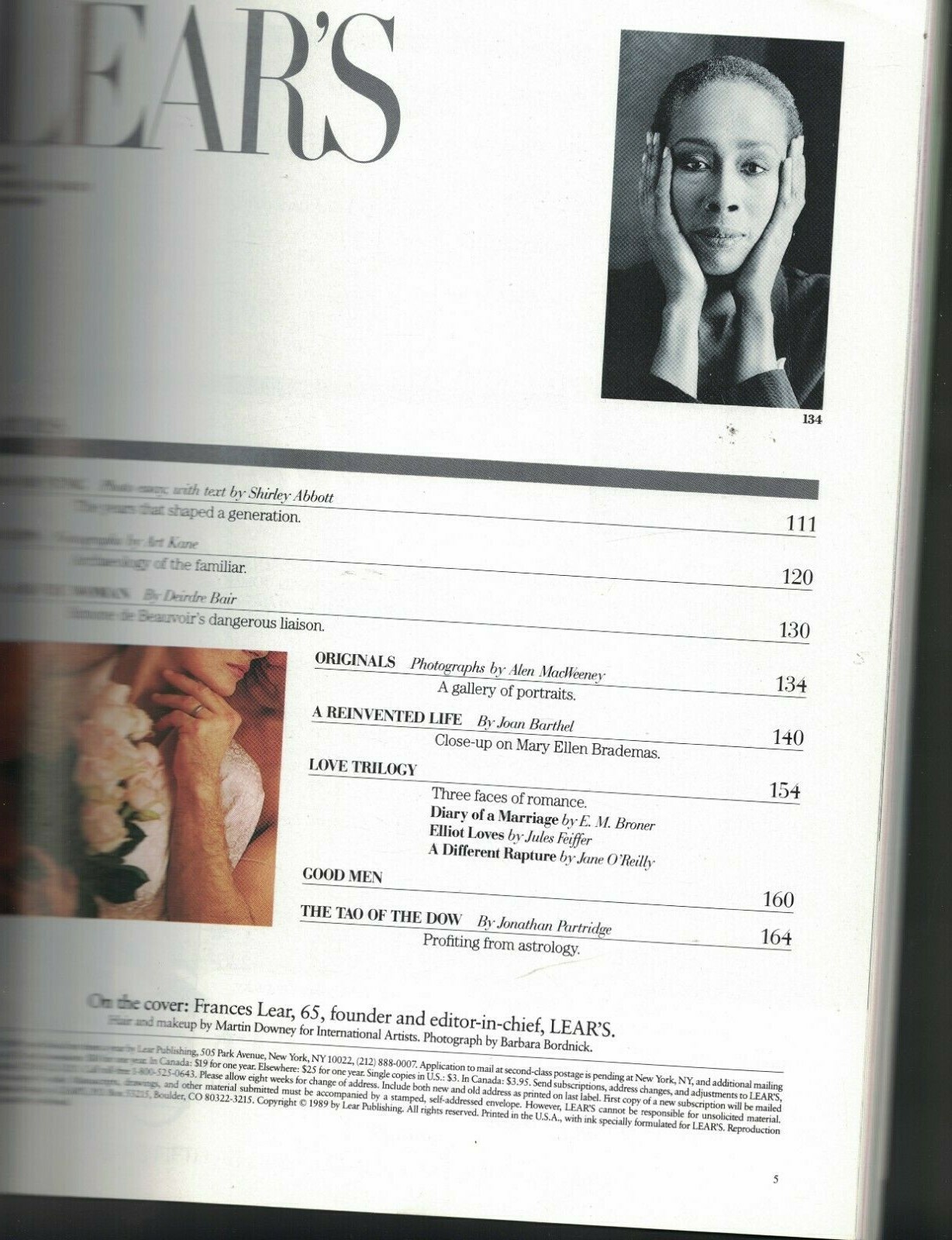 Lear's Magazine March 1989 Frances Lear Susanna Moore Simone de ...