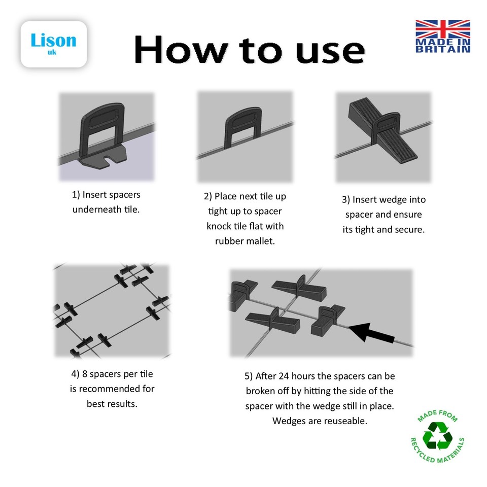 1mm, 2mm & 3mm Tile Spacing & Leveling System | eBay UK