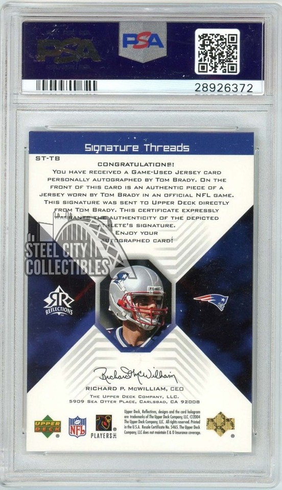 Tom Brady 2004 Reflections Signature Threads Auto Card #ST-TB 98/99 PSA ...