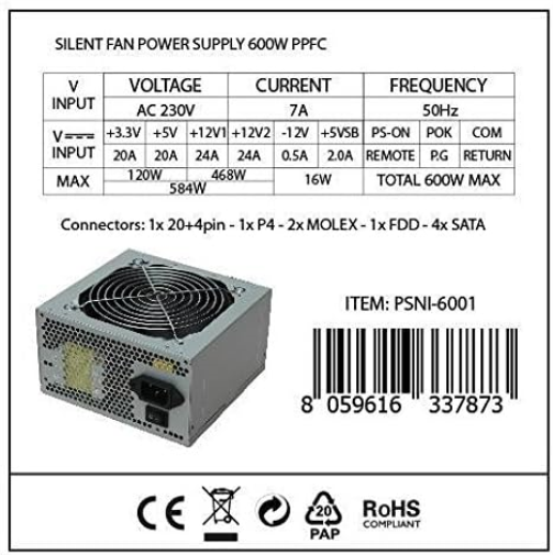 Alimentatore 600W Atx Silent Fan NEW | eBay