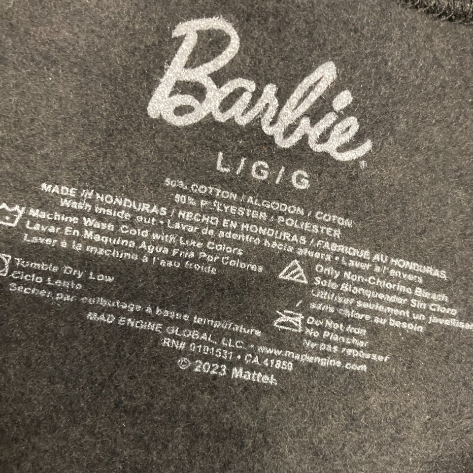 BARBIE CREW SWEATSHIRT black pink crewneck UNISEX ADULT LARGE men/women ...