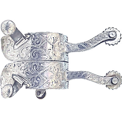 Vintage Sterling Silver Stainless Steel Offset Shank Spurs 16 Point ...