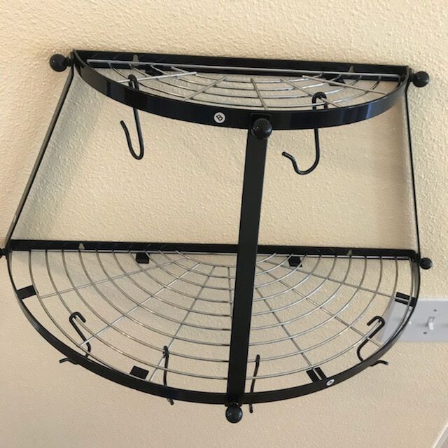 2 Tier Half Round Metal Half Moon Wall Mount Pot Hanging Rack Black | eBay