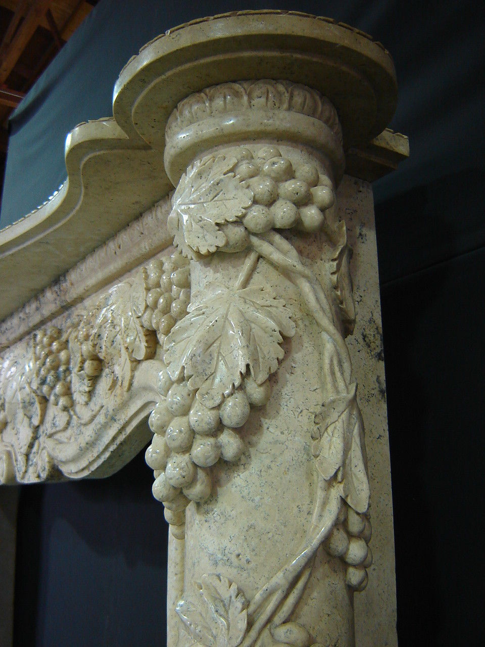 Fireplace Mantle SURROUND – Grapevine Pillar Mantel - hand carved grape ...