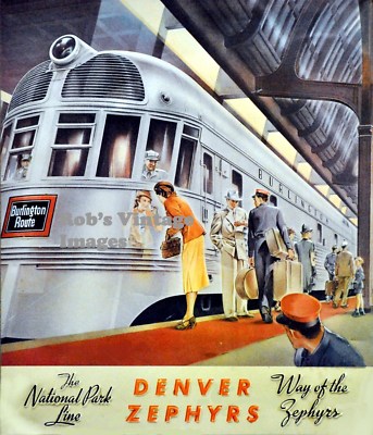 CB&Q Burlington Railroad Denver Zephyr Train Poster Train 1st ...