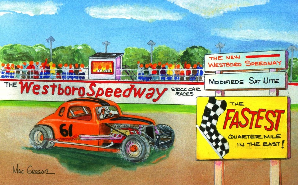 WESTBORO SPEEDWAY Art Print Richie Evans stock car racetrack driver ...