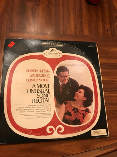 LP RECORD ALBUM CHRISTA LUDWIG,WALTER BERRY,GERALD MOORE A MOST UNUSUAL ...