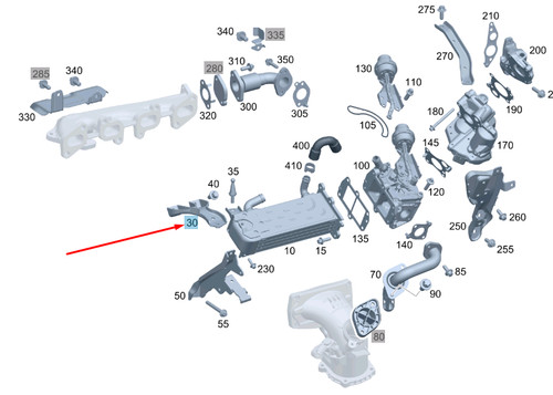 MB C W204 HEAT EXCHANGER TO CYLINDER HEAD SUPPORT A6510900727 NO DUTY ...