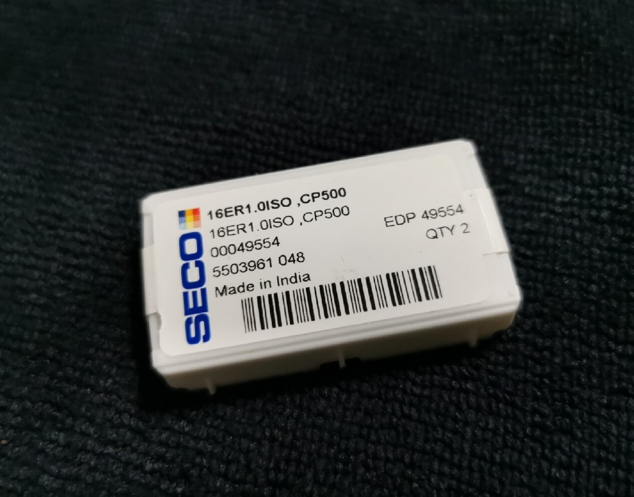 Seco 16ER1.0ISO CP500 Carbide Laydown Threading Insert Edp49554, 2 ...