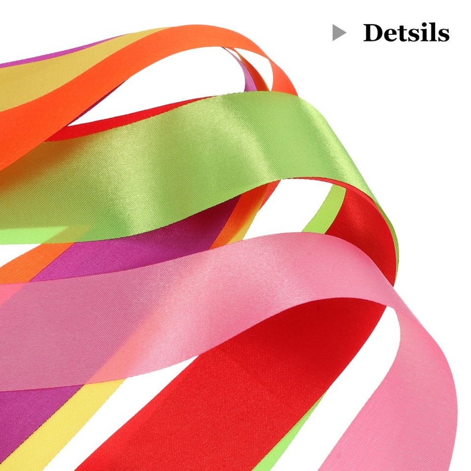 6pcs Rainbow Dance Ribbons: Rhythm Ribbons Wrist Streamers Hand Held ...