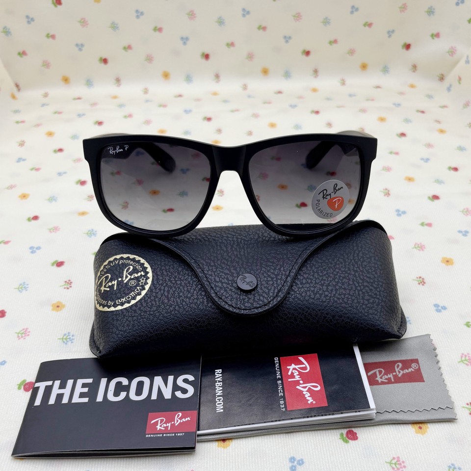 2026 Men's Sunglasses RB4165 622/T3 55mm Ray-Ban Justin Rubber Black ...