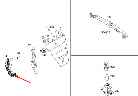 MB GLK-CLASS X204 Rear Left Taillight Bulb Holder A2048201377 NEW ...