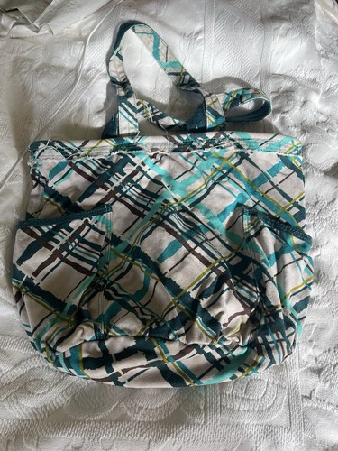 Thirty one Retro Metro Hobo tote bag matching Wallet canvas Sea Plaid ...